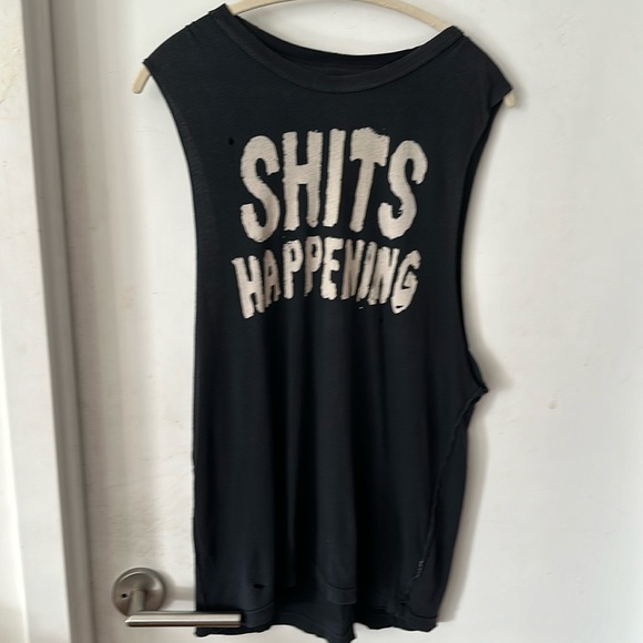 UNIF | Tops | Unif Muscle Tank Shit Happens Distressed Tank Top Tee ...
